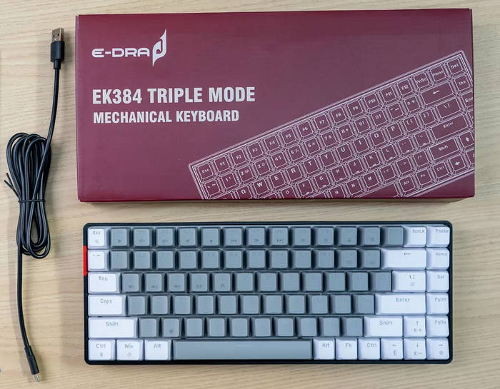Bàn Phím Cơ E-DRA EK384 Triple Mode Alpha Brown Switch