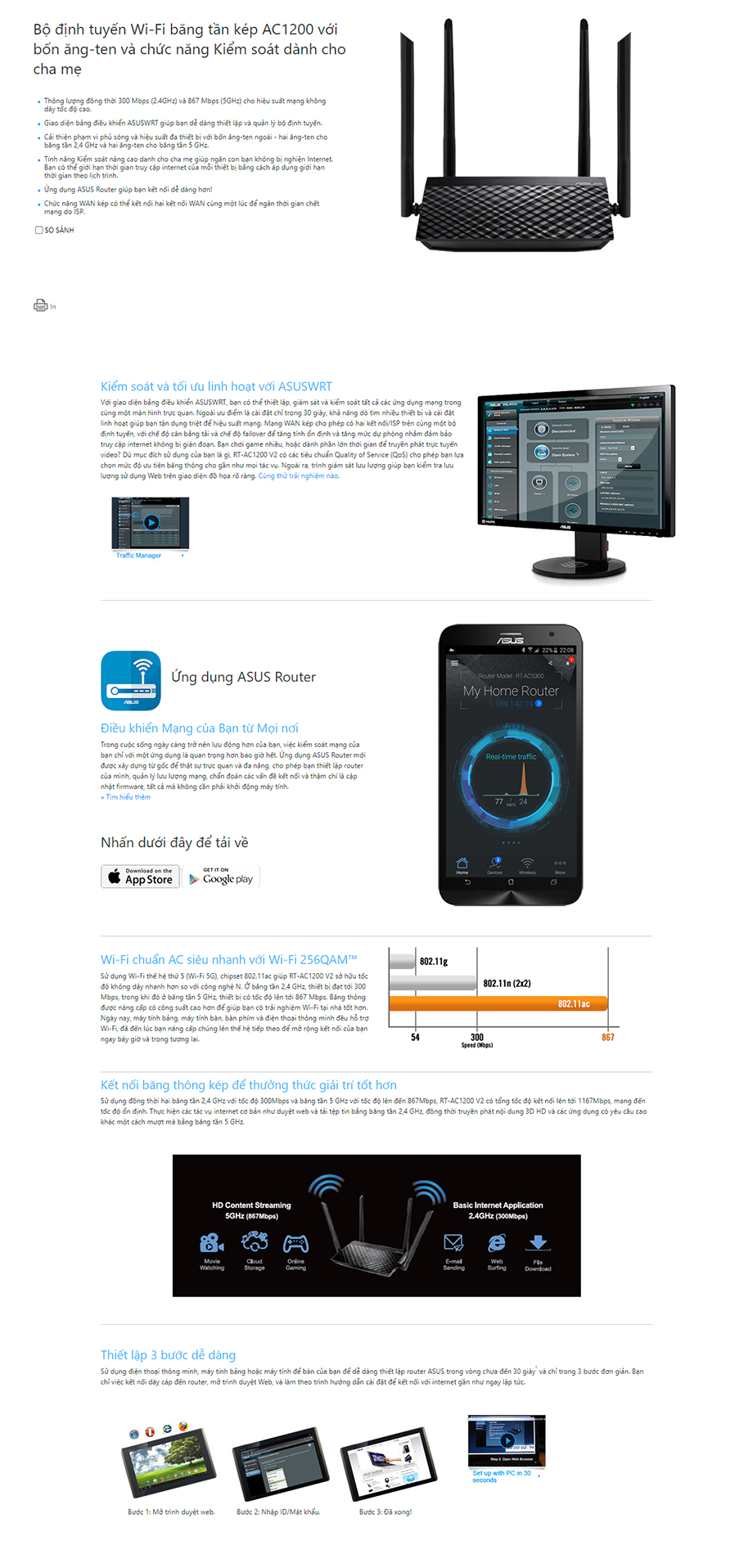 Router Wifi ASUS RT-AC1200-V2